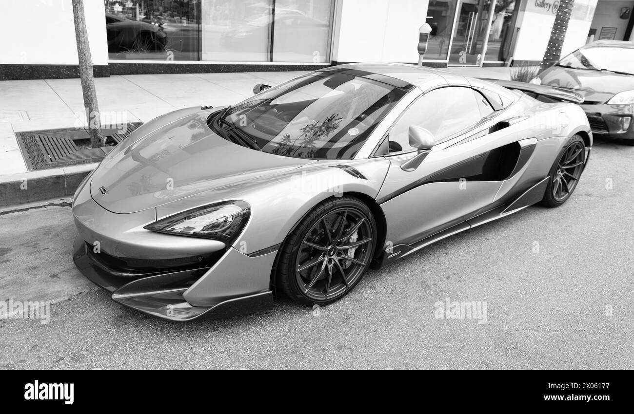 Los Angeles, California USA - April 14, 2021: blue McLaren Automotive ...