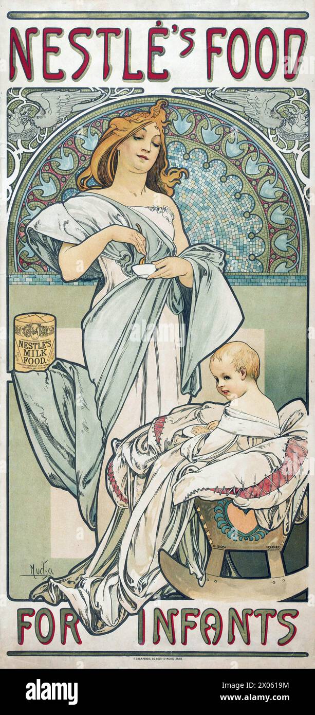 Nestlé's food for infants - advertising poster Alphonse Mucha, 1897 ...