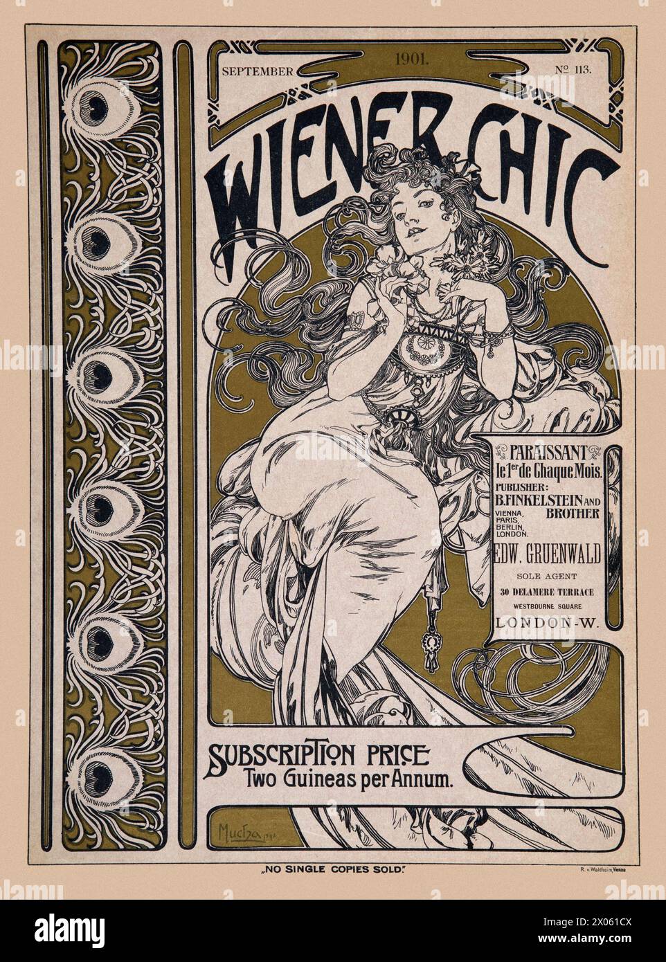 Magazine Cover by Alphonse Mucha (Czech, 1860-1939). Wiener Chic, no ...