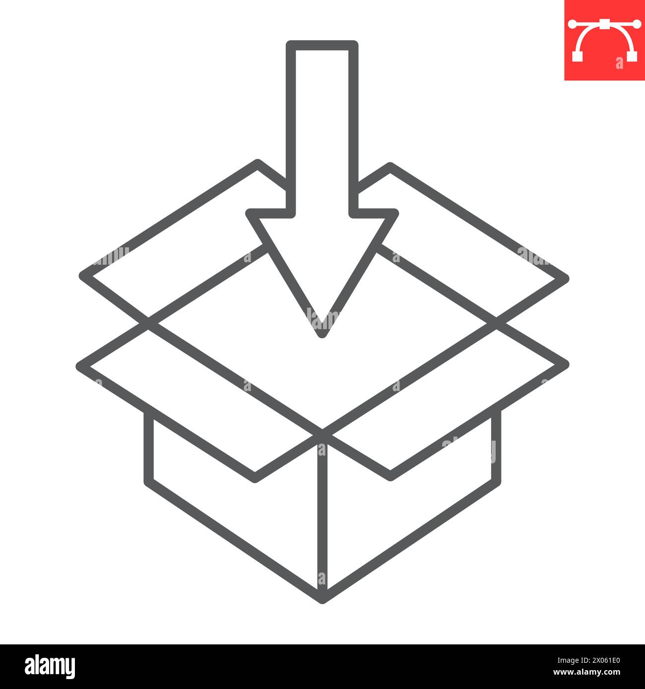 Ship order line icon, e-commerce and delivery service, opened box ...