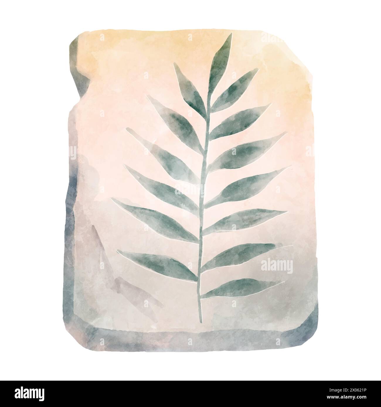 Fossil of plant in rock . Watercolor paint design . Vector Stock Vector ...