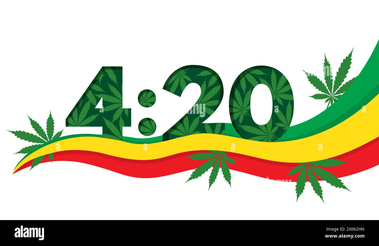 420 Weed Day International Holiday banner at 20 April, symbolize date and time. Vector ...