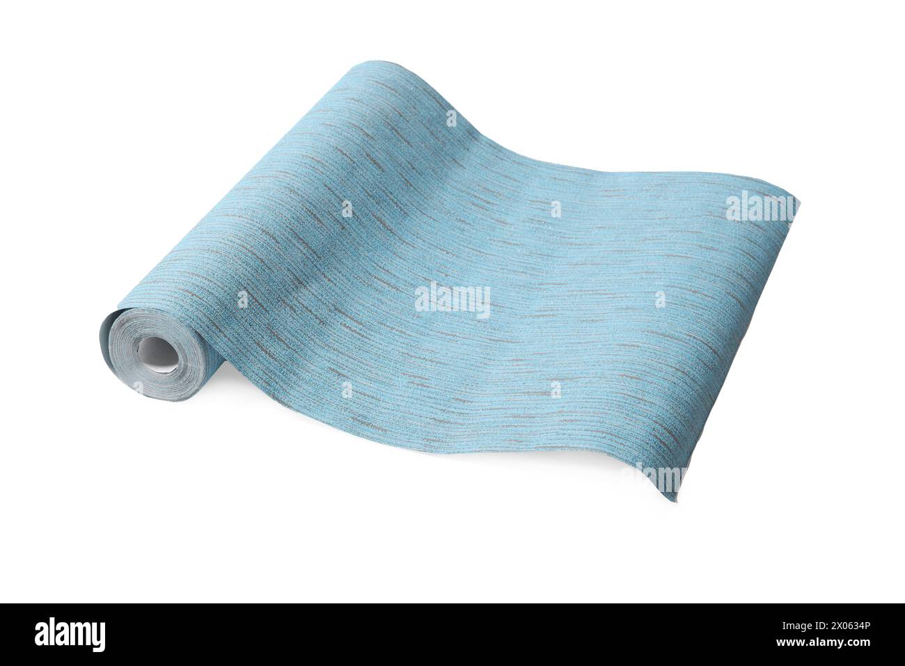 One light blue wallpaper roll isolated on white Stock Photo - Alamy