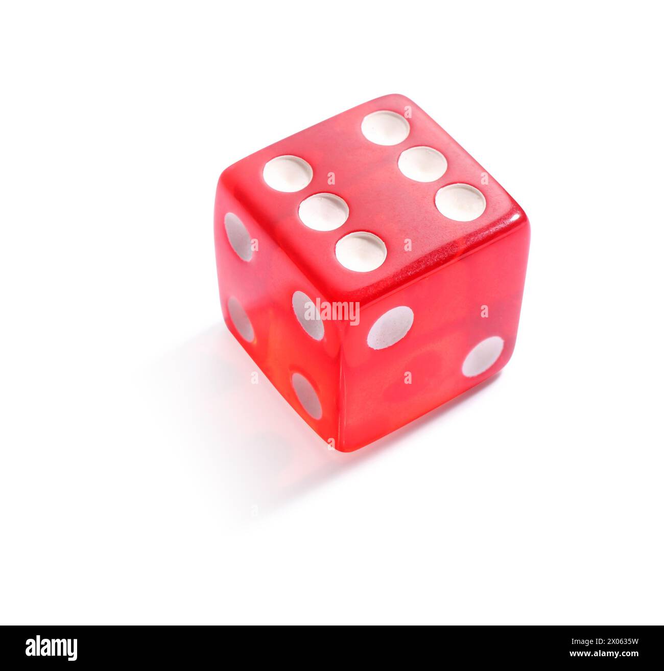 One red game dice isolated on white Stock Photo - Alamy