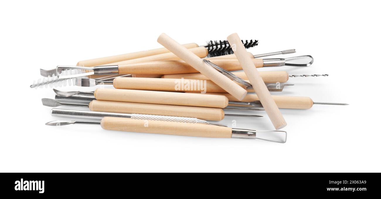 Set of different clay crafting tools isolated on white Stock Photo - Alamy