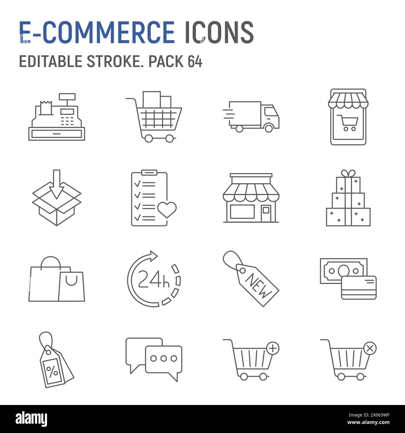 E-commerce line icon set, online shopping collection, vector graphics ...
