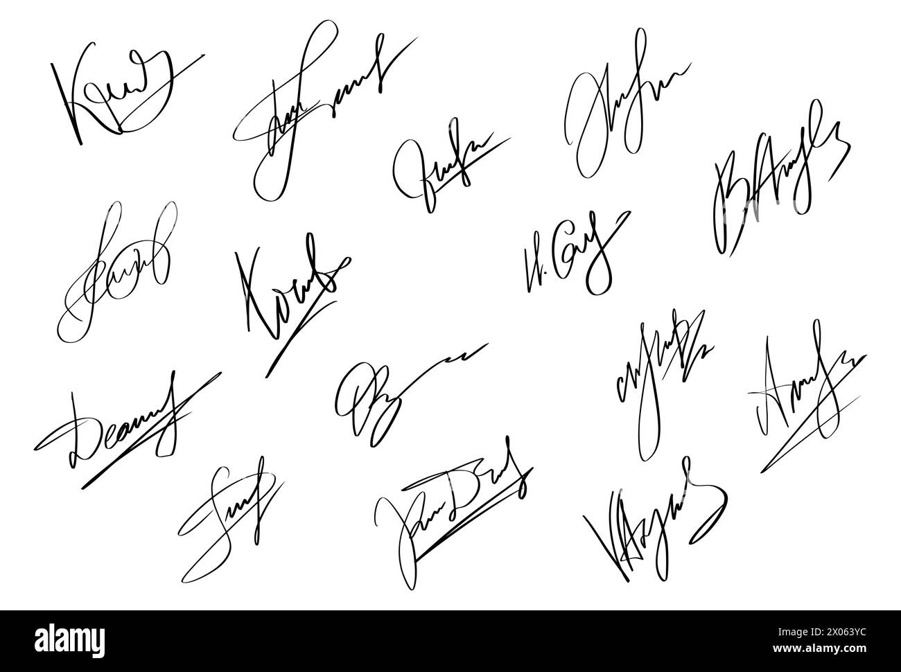 Handwriting Autograph set. Personal fictitious signature calligraphy ...