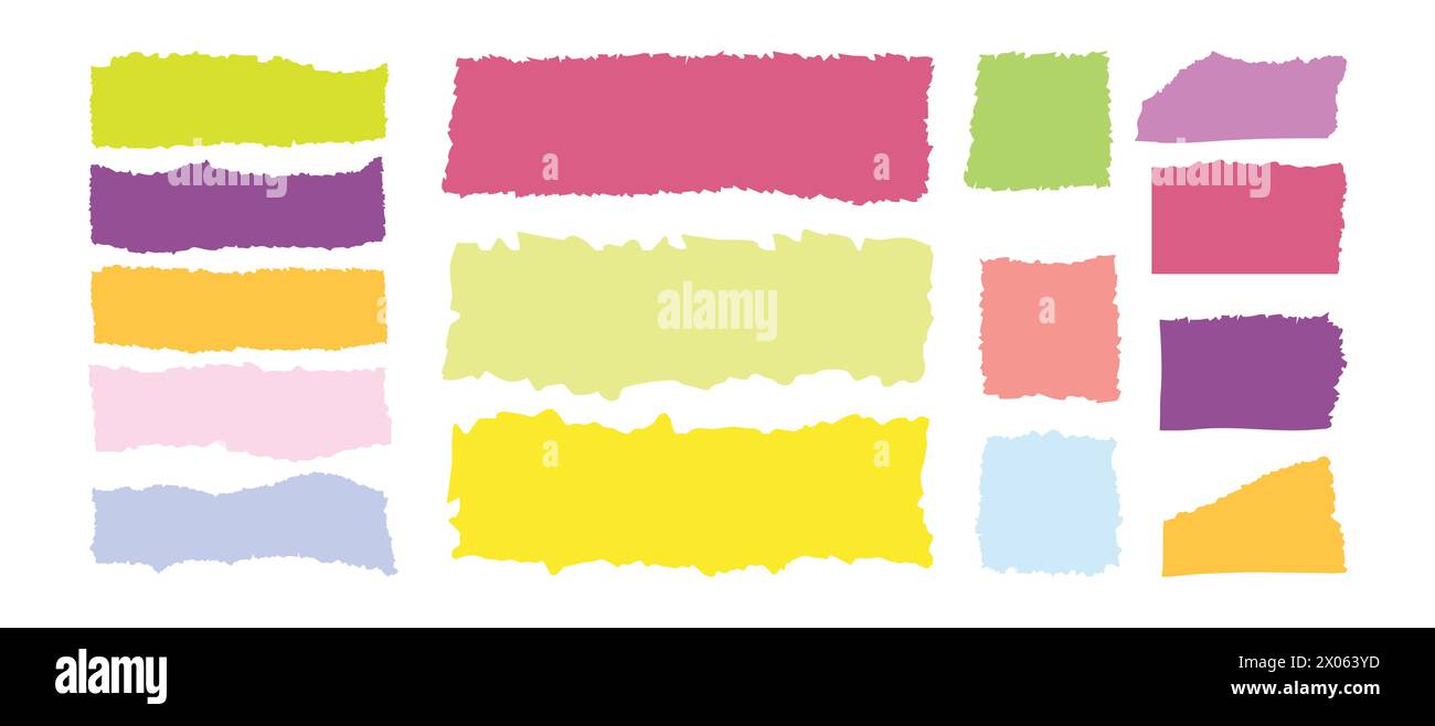 Jagged torn paper set. Black shape ripper and strip. Texture grunge ...