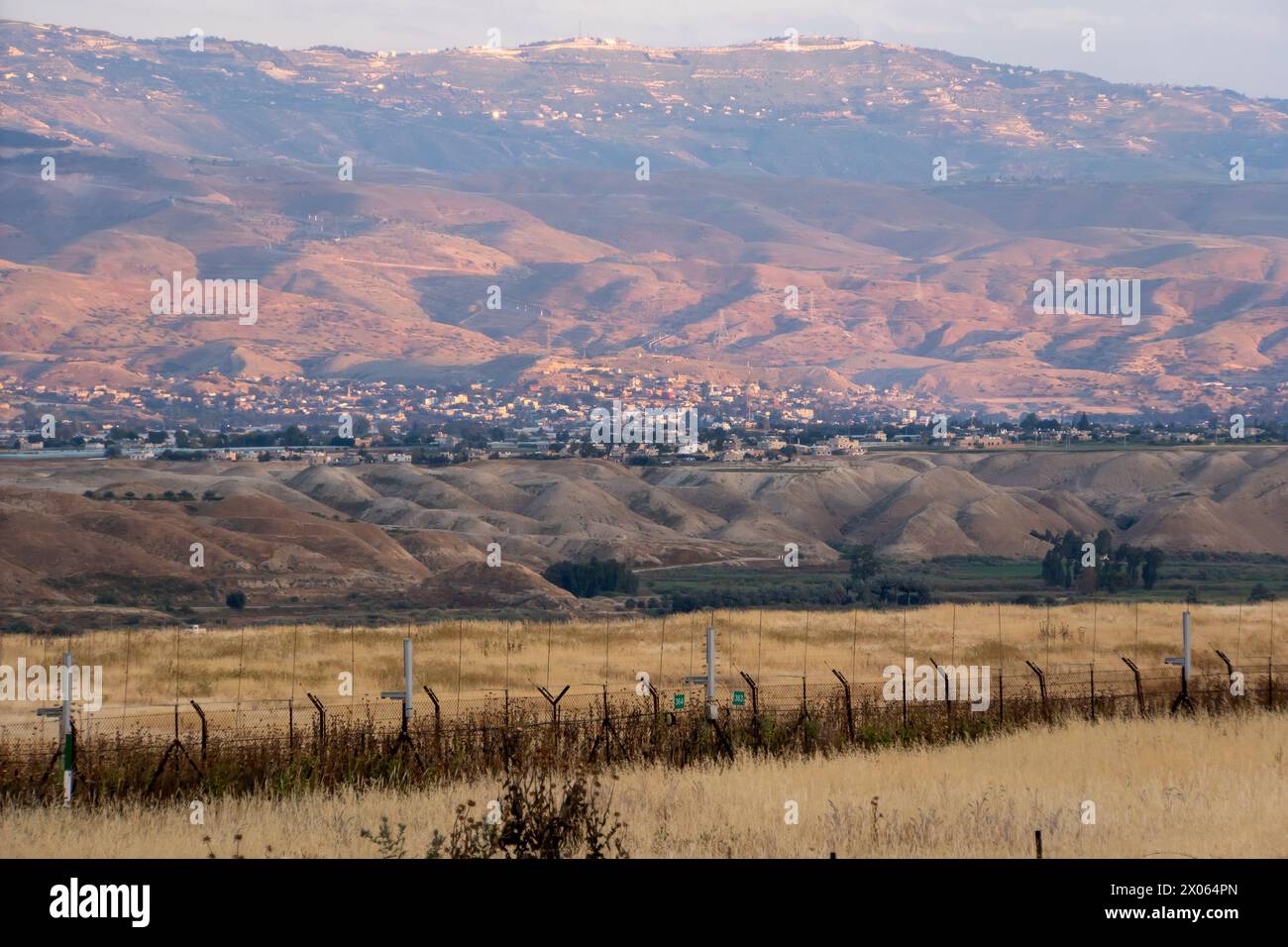 View of a Jordanian village from the border with Jordan in the Jordan ...