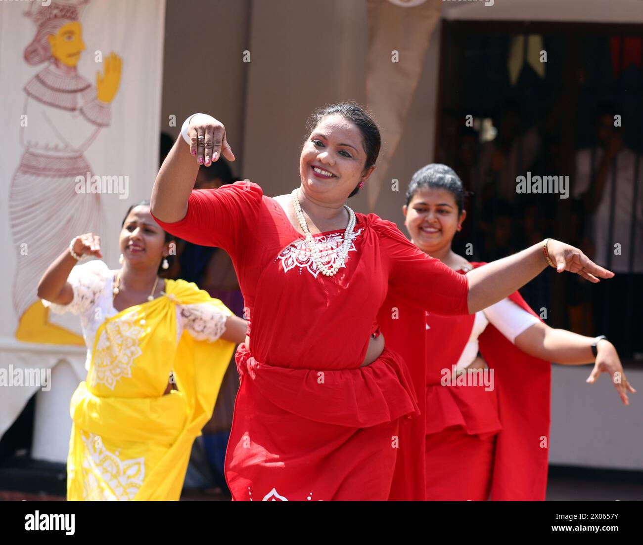 Colombo, Sri Lanka. 9th Apr, 2024. Teachers perform traditional folk ...
