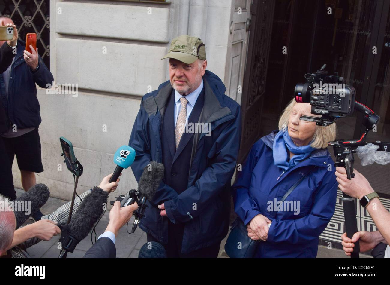 London, UK. 9th April 2024. Former subpostmaster Alan Bates gives a ...