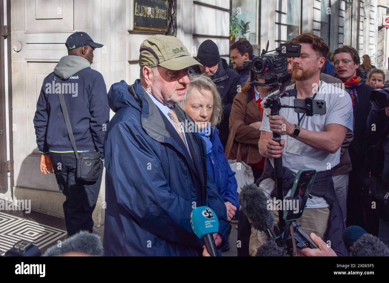 London, UK. 9th April 2024. Former subpostmaster Alan Bates gives a ...