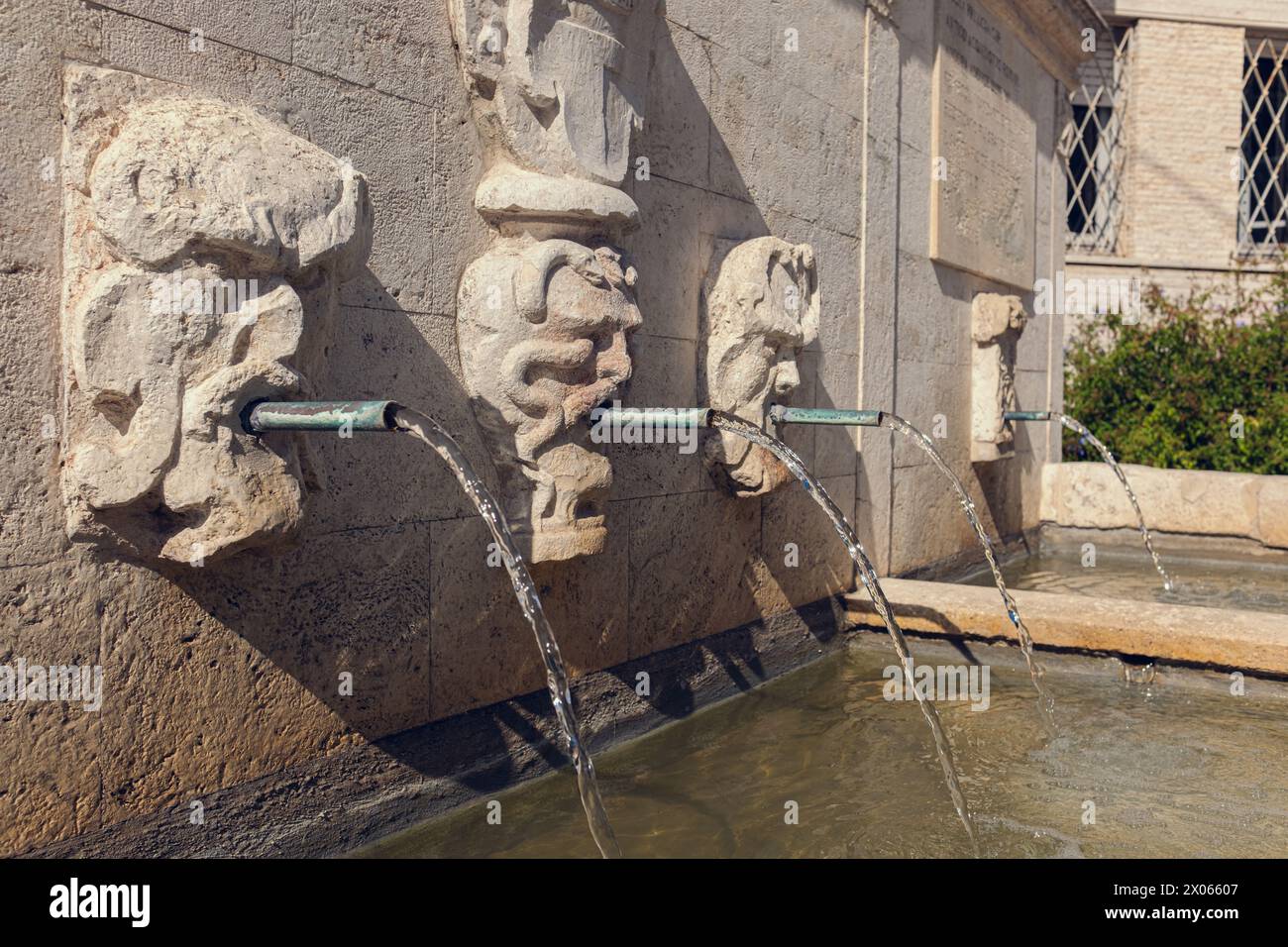 Italian city Numana, downtown, named Fontana del XVII secolo. An ...