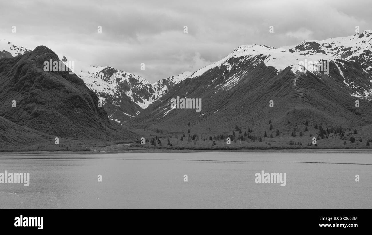 icy scenery mountain with snowy peaks. scenery landscape of mountain in ...