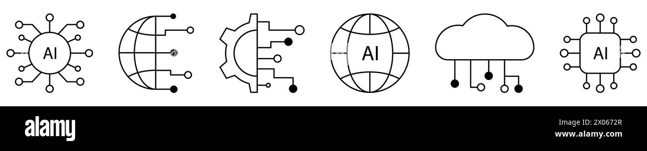 Artificial intelligence icon set. Vector illustration isolated on white ...