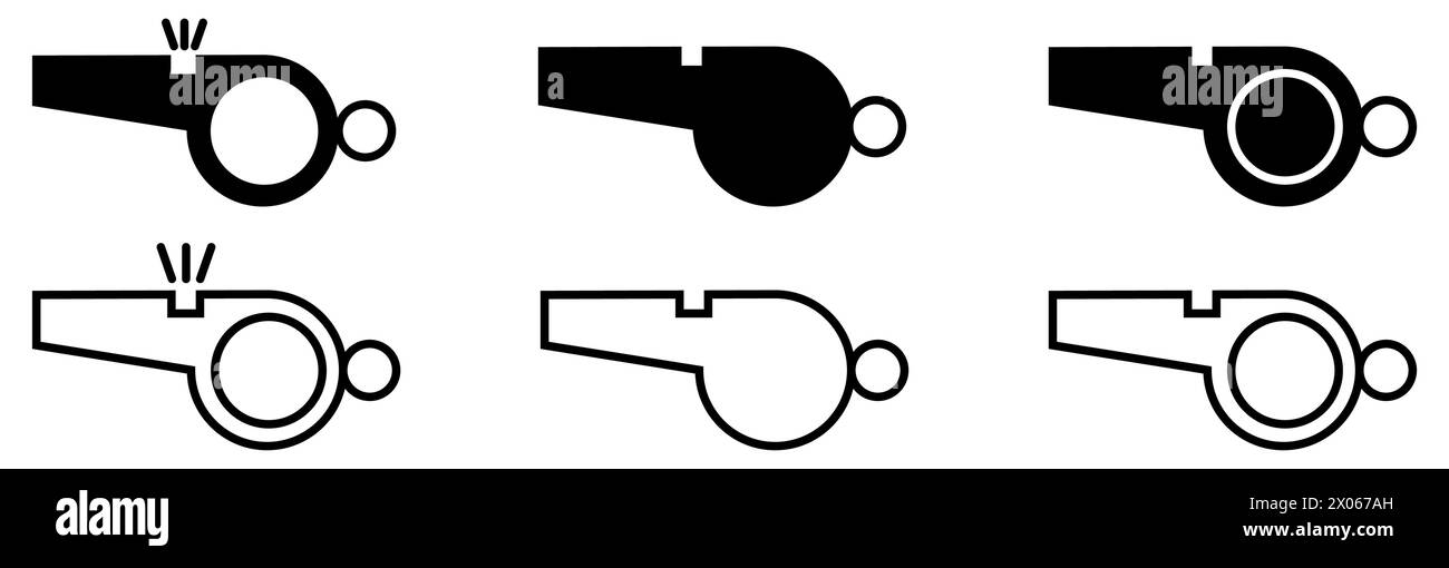 Referee whistle icons. Vector illustration isolated on white background ...