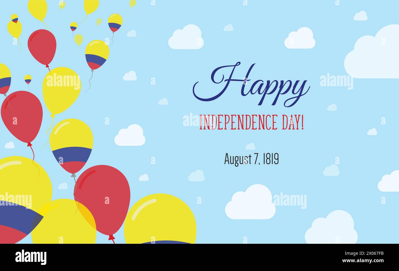 Colombia Independence Day Sparkling Patriotic Poster. Row of Balloons ...