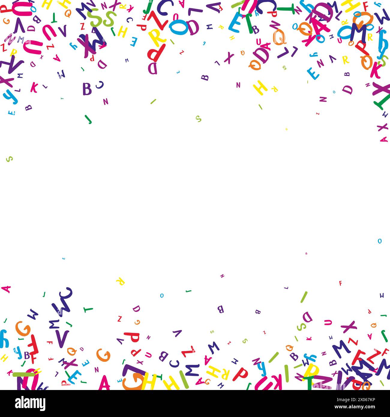 Concept of school background. Colorful childish falling letters of ...