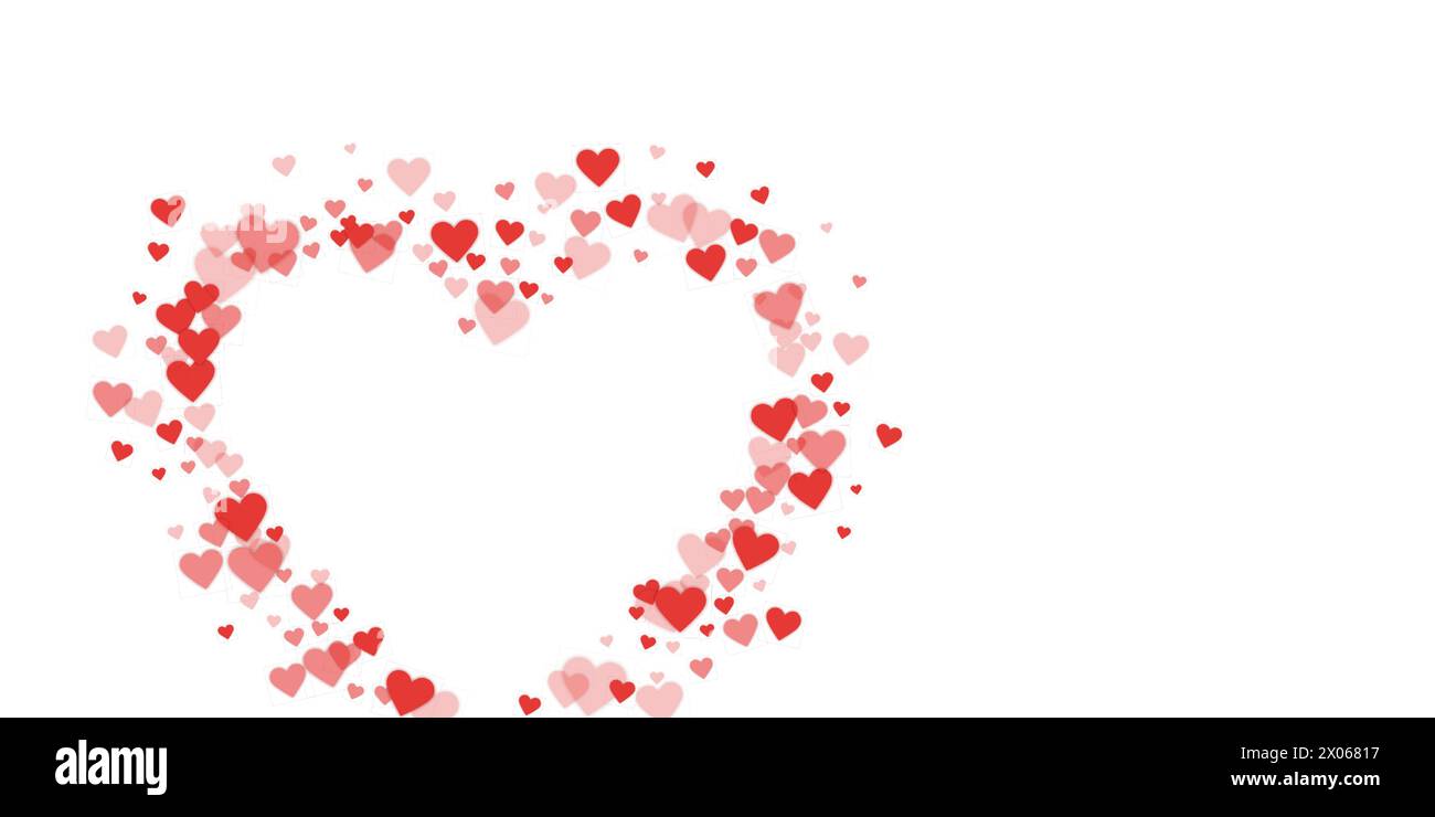 Flying hearts for valentine's day. Red hearts scattered on white ...