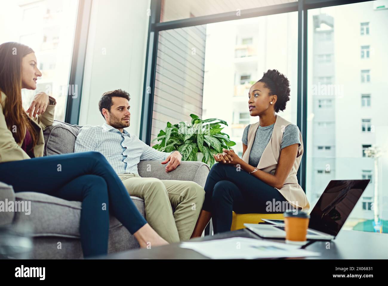Business people, feedback and brainstorming with planning, teamwork and ...