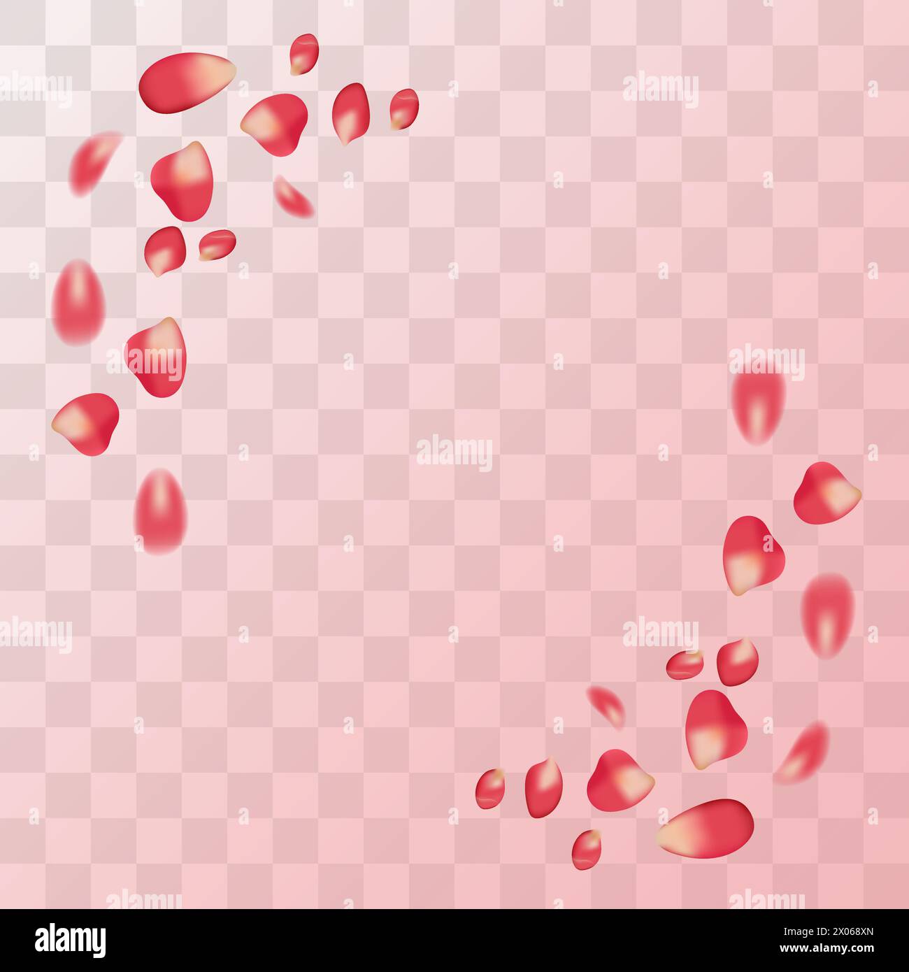 realistic red rose petals on transparent background, frame, for ...