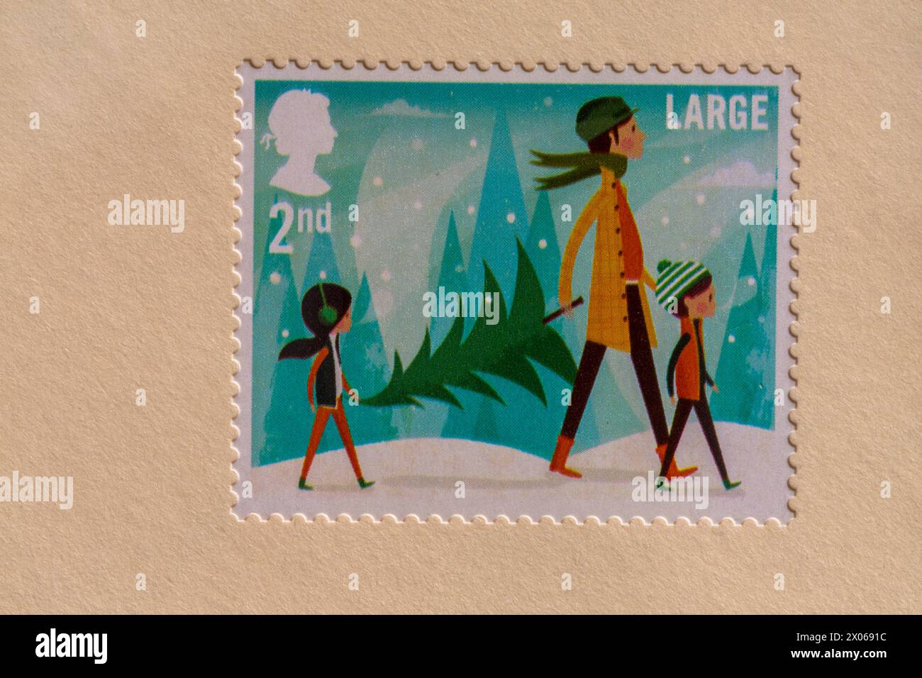 2nd class Large Christmas stamp stuck on envelope - second class ...