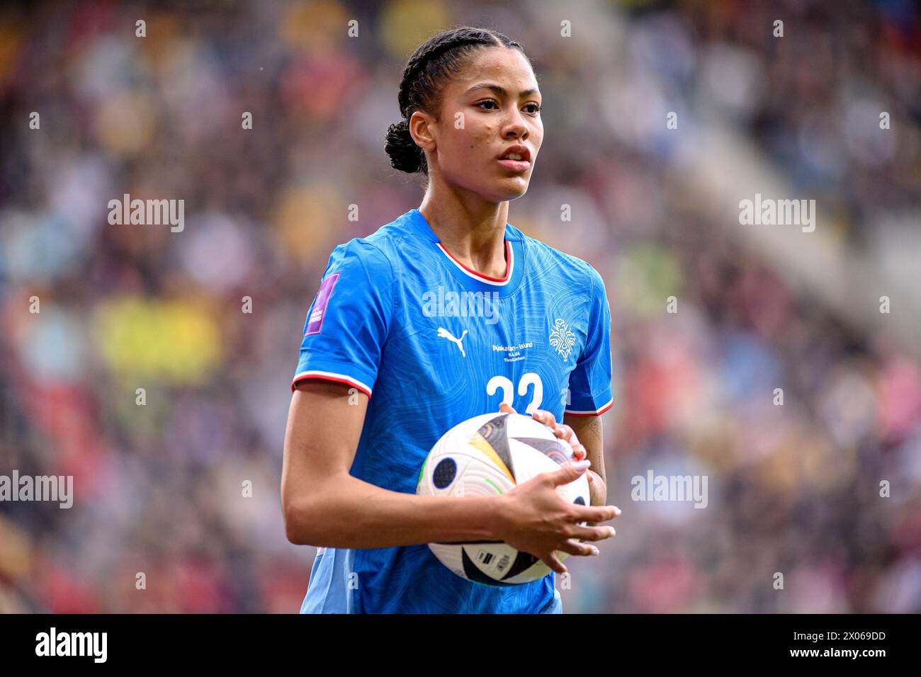 AACHEN, GERMANY - 9 APRIL, 2024: Sveindís Jane Jonsdottir, The football ...