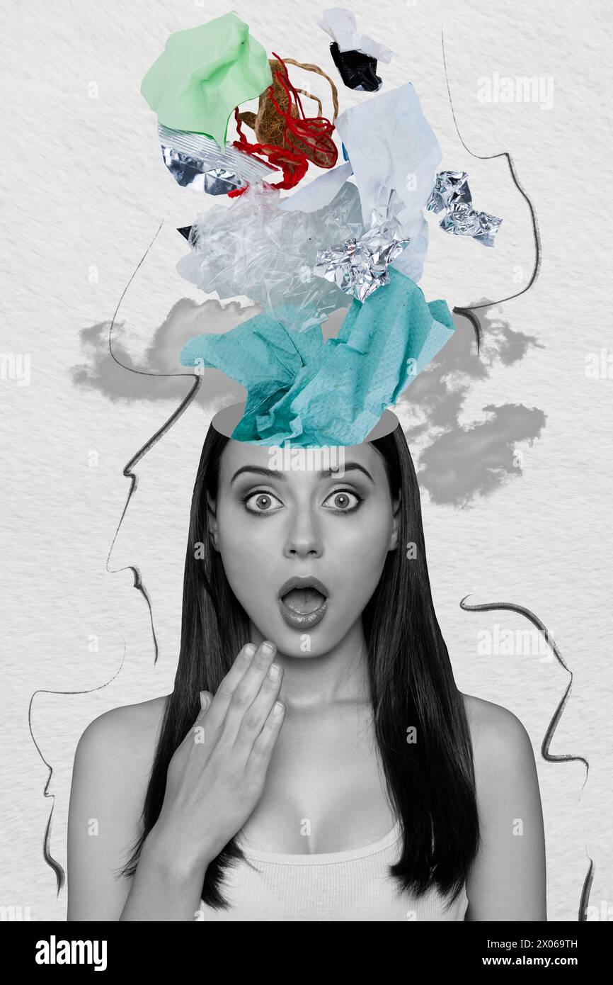 Image trend sketch composite 3d collage photo of black white silhouette ...