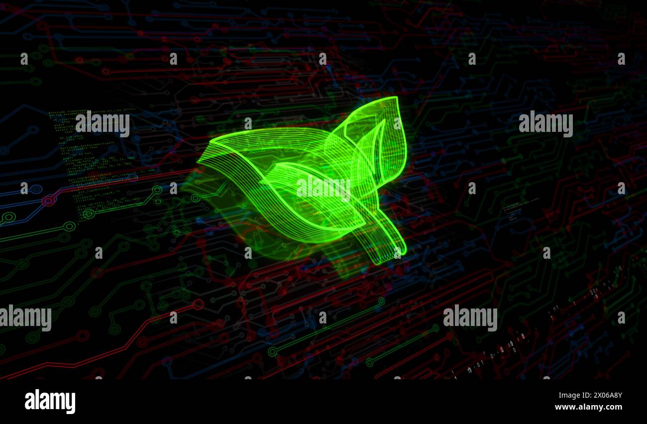 Eco friendly carbon neutral technology with ecology leaf symbol digital ...