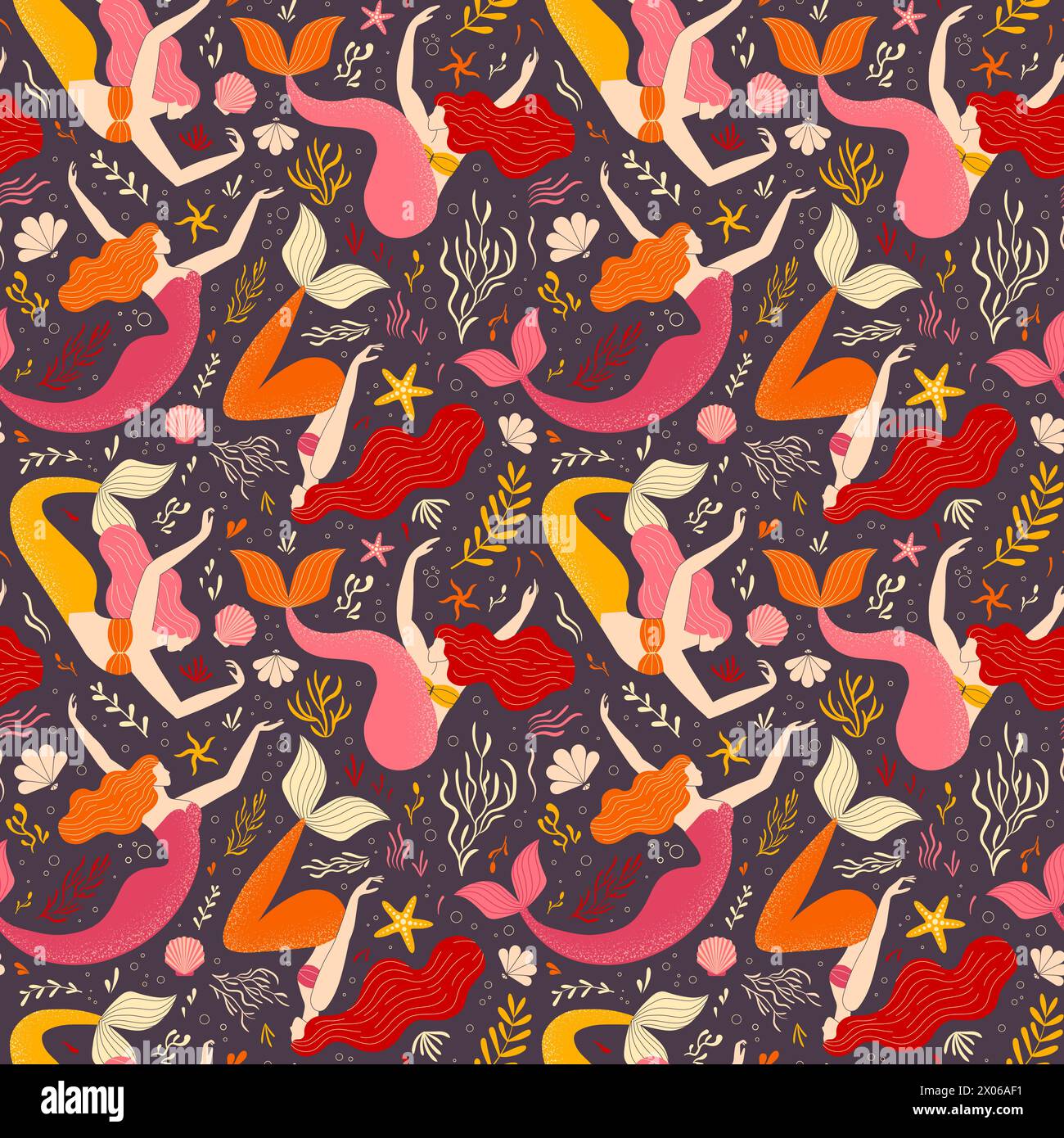 Fairy Tale Mermaids and Underwater Life Pattern Stock Vector Image ...