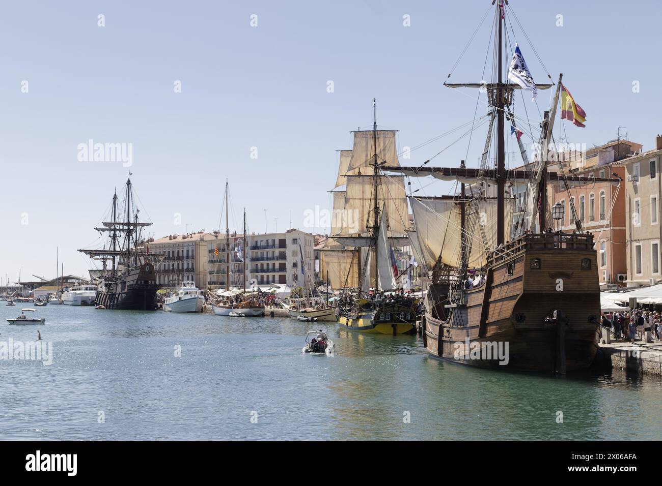 Sete, France.16th April, 2022.The Nao Trinidad,La Grace,Le Don du Vent ...