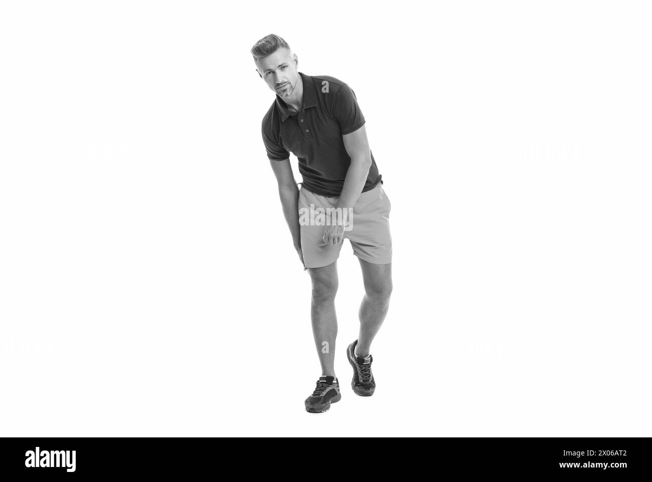 soccer player man hold leg in pain after sport injury. man athlete in ...