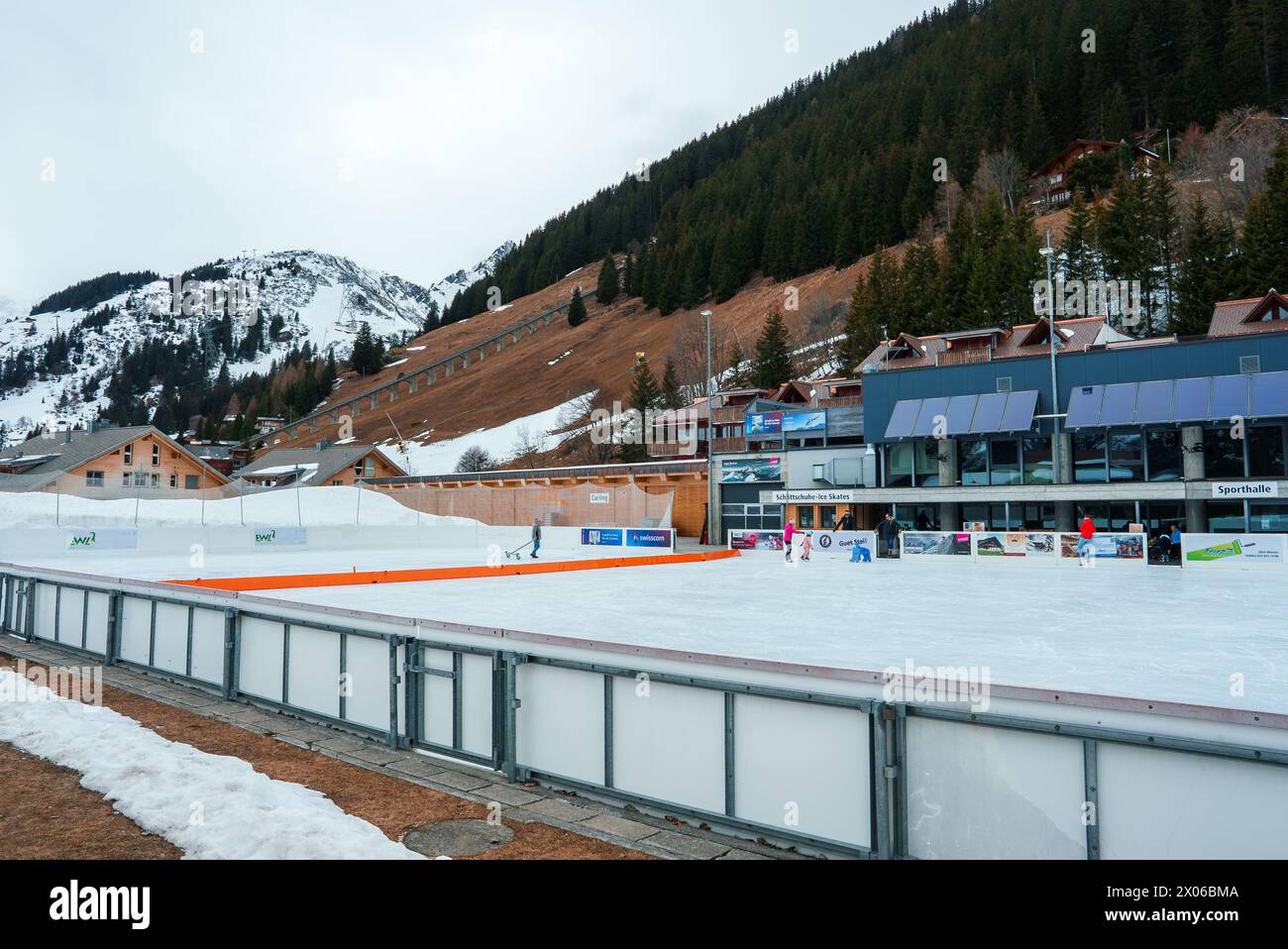 Bustling ice rink at Murren ski resort in Switzerland Stock Photo - Alamy