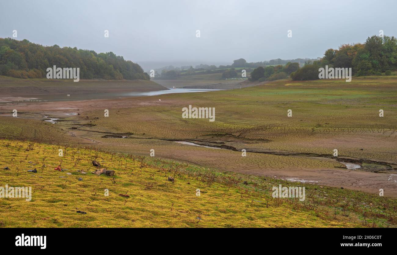 A very dried out Wimbleball Reservoir in October 2022 on Exmoor ...
