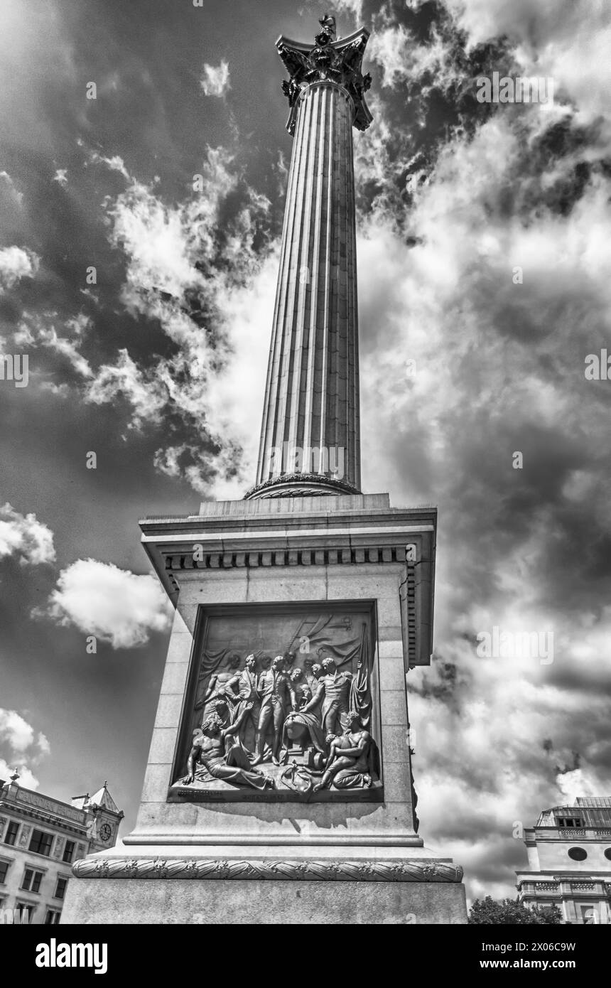 Nelson statue atop column at Trafalgar Square, iconic landmark in ...