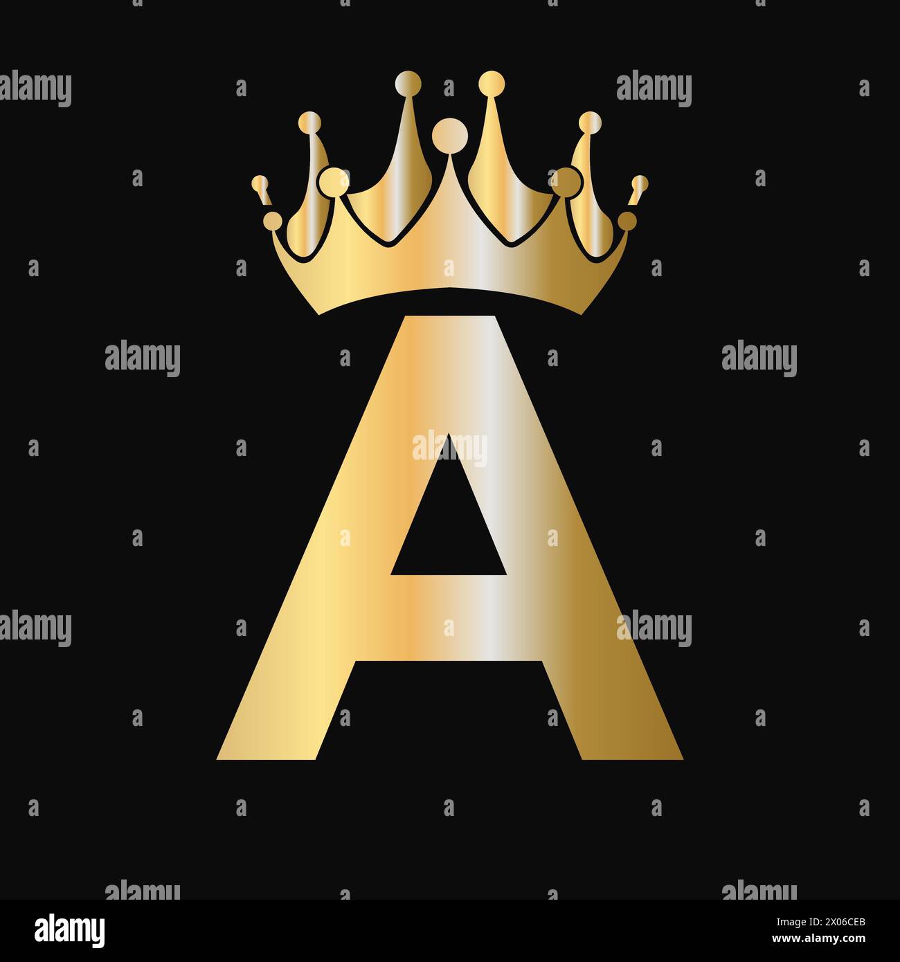 Golden Letter A With Crown