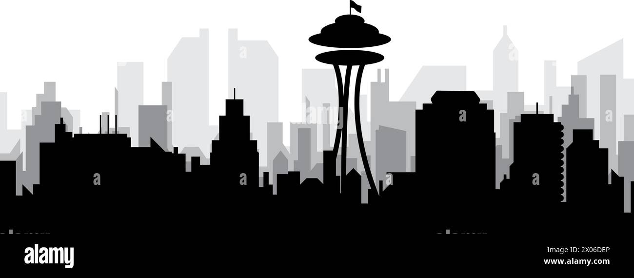 Seattle landscape sunset Stock Vector Images - Alamy