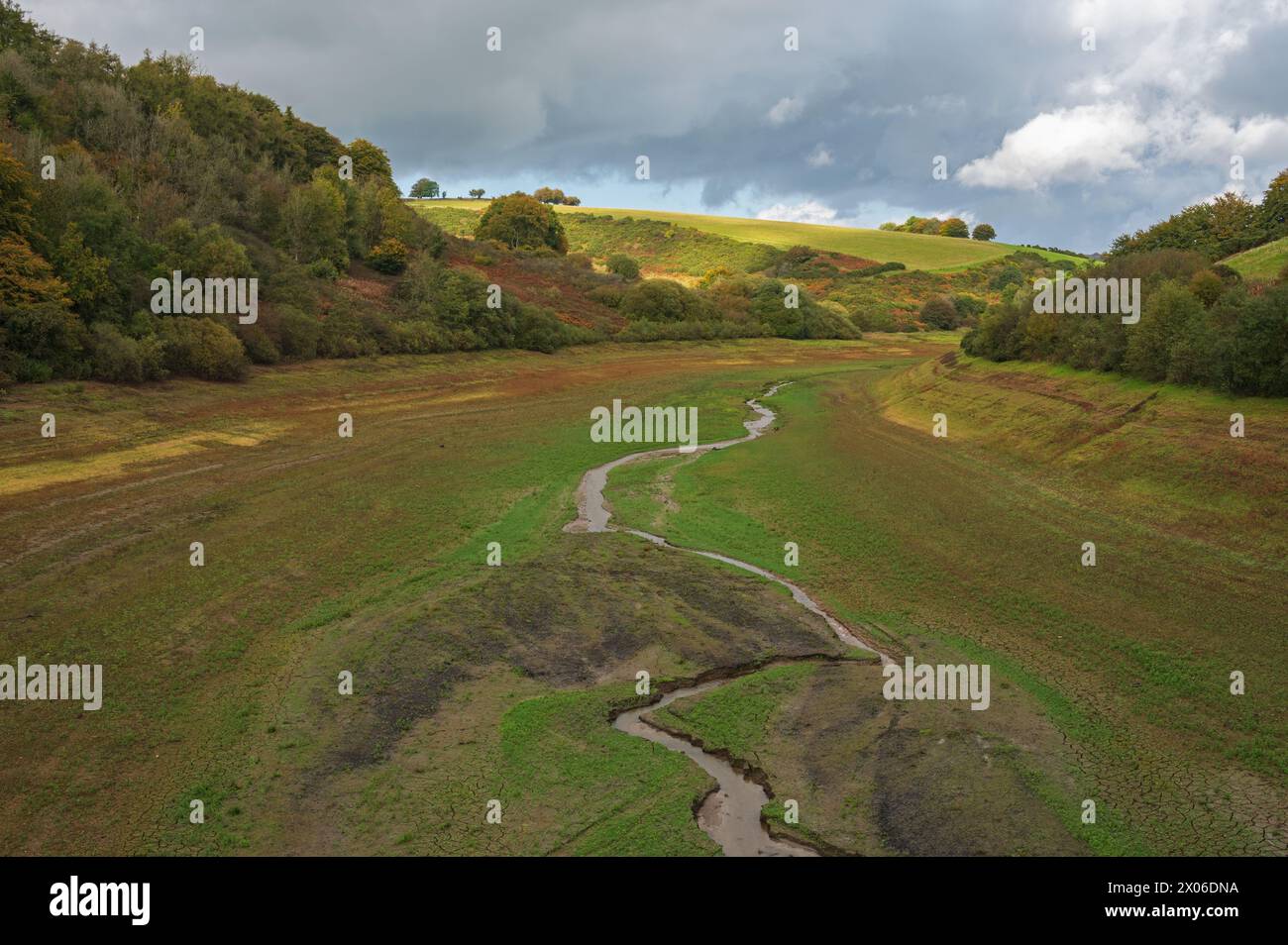 A very dried out Wimbleball Reservoir in October 2022 on Exmoor ...