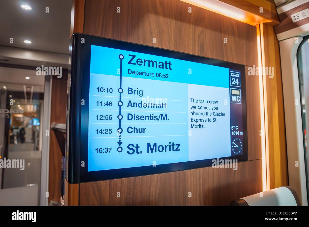 Luxurious Glacier Express Train Information Display, Switzerland Stock ...