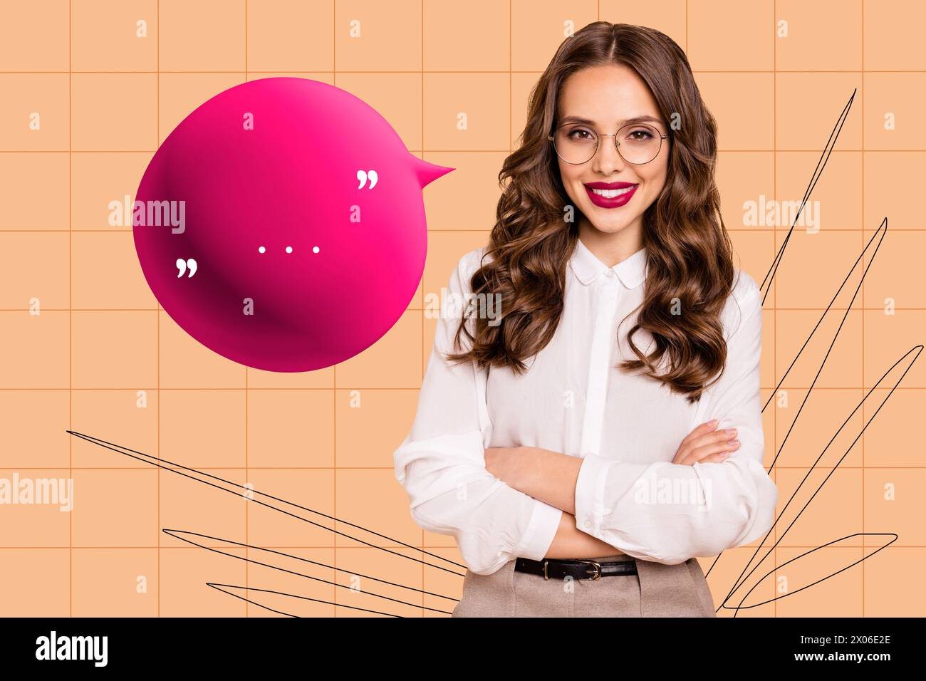 Composite collage picture image of confident female speech bubble ...