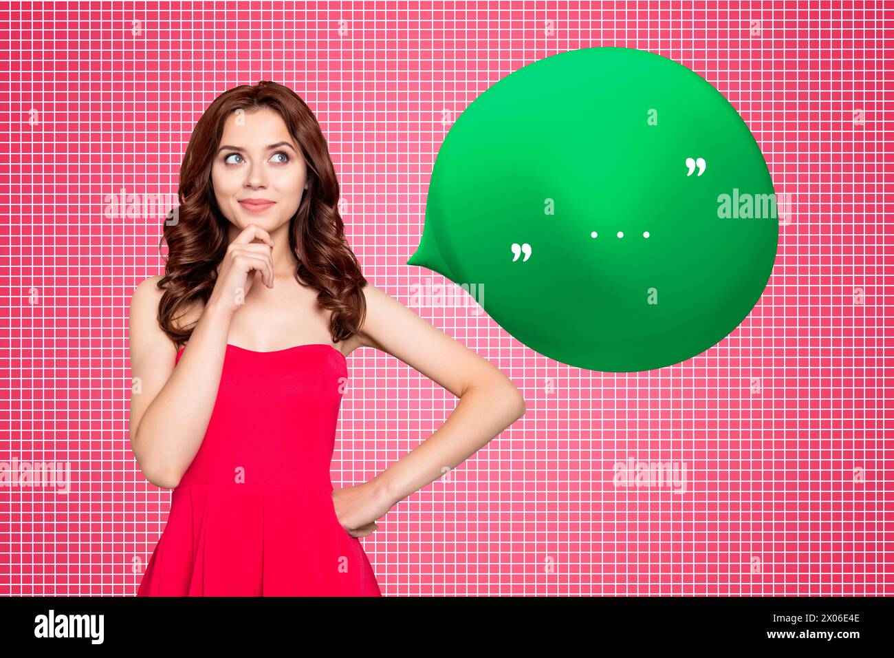 Composite collage picture image of thoughtful female speech bubble ...