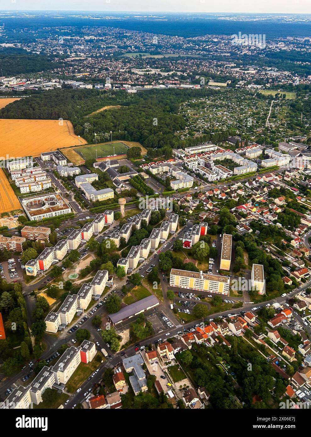 Villeneuve-Saint-Georges, France, Aerial View of Paris Suburbs, Single ...