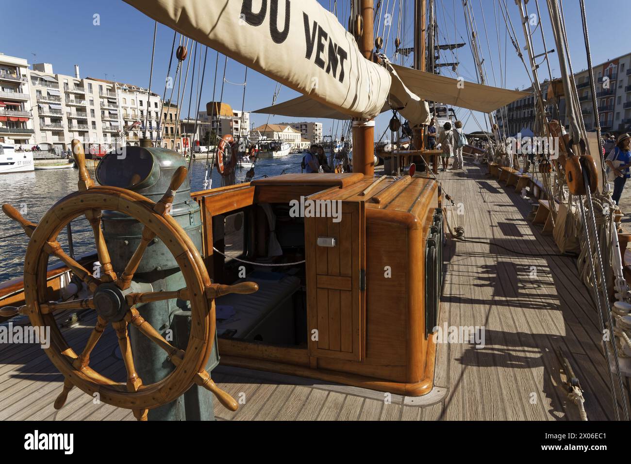 Sete, France.16th April, 2022. Le Don du Vent, a two-masted ship, gaff ...
