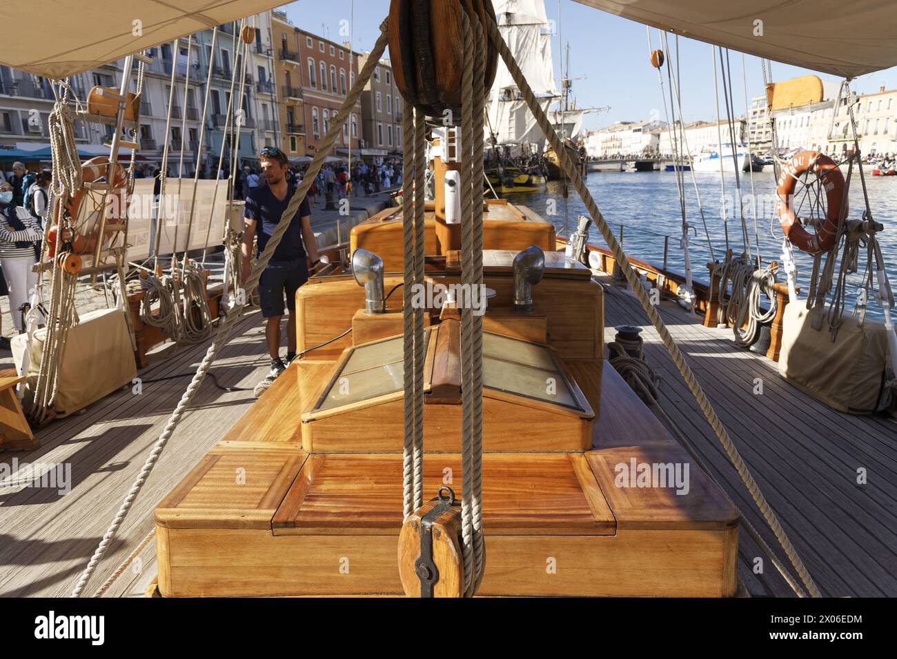 Sete, France.16th April, 2022. Le Don du Vent, a two-masted ship, gaff ...
