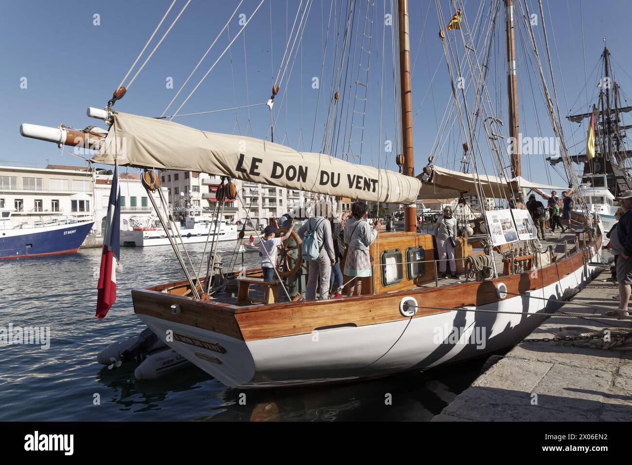 Sete, France.16th April, 2022. Le Don du Vent, a gaff ketch, schooner ...