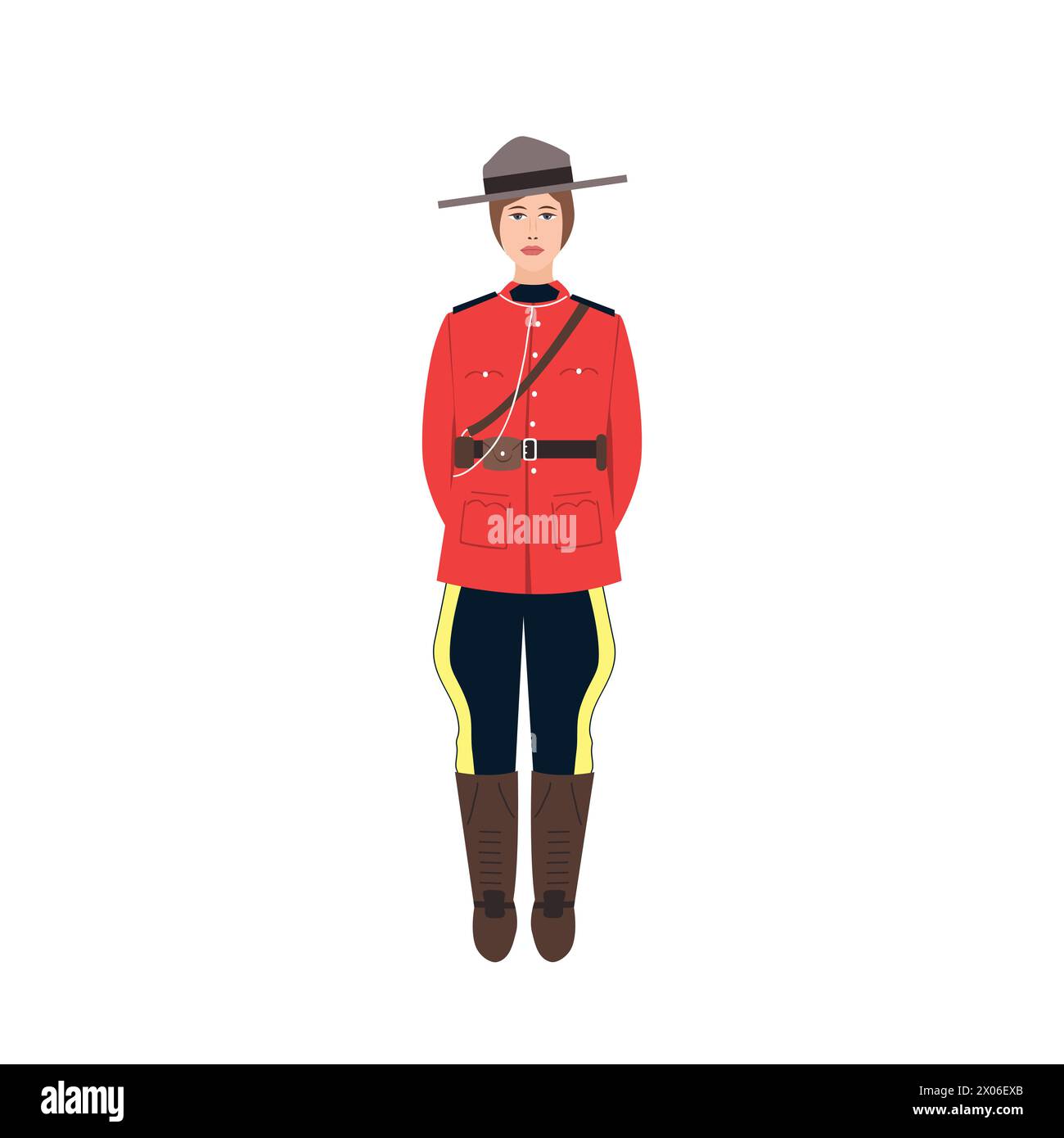 Canadian female policewoman in traditional uniform - scarlet tunic and ...
