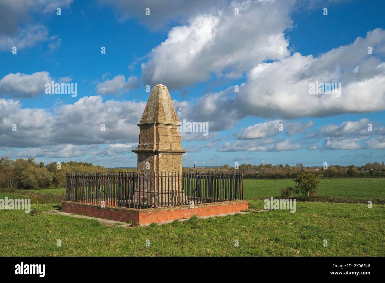 King Alfreds Monument on the hill top at Athelney on the Somerset ...