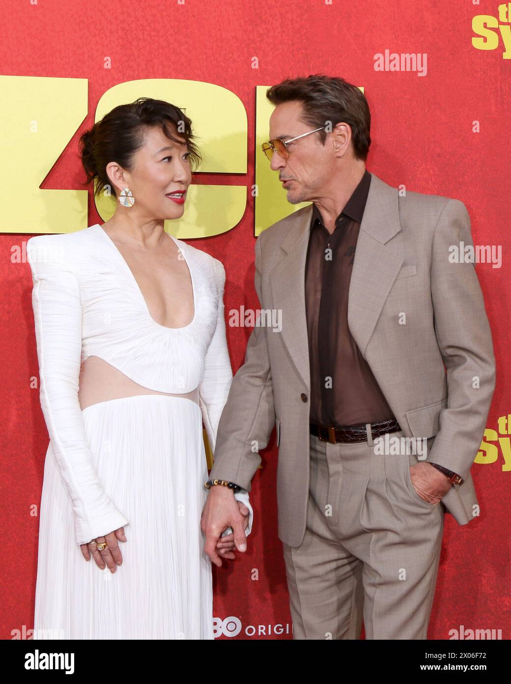 LOS ANGELES - APR 9: Sandra Oh, Robert Downey Jr at the The Sympathizer HBO Premiere Screening ...