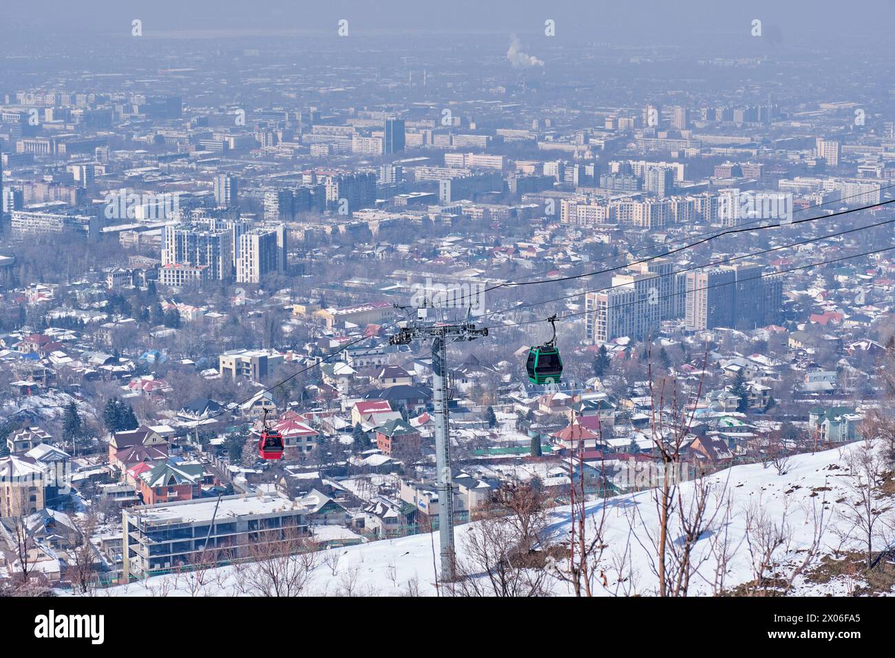 The cable car is a landmark of the city of Almaty, Kazakhstan ...
