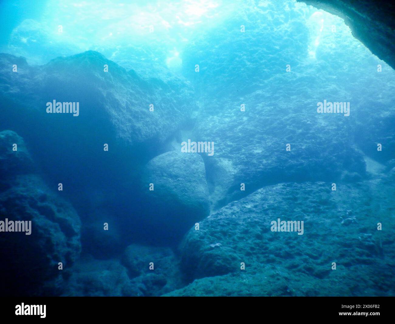 Blue grotto underwater background in Salento, Apulia, Italy Stock Photo ...